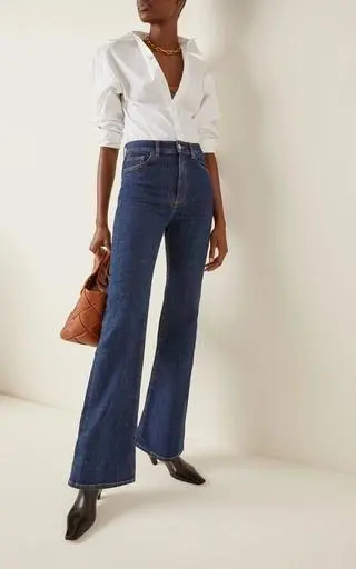 JEANERICA Pyramid Stretch High-rise Flared-leg Jeans - Blue