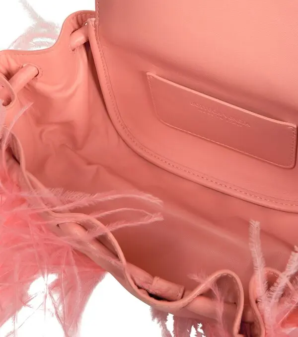 Bottega Veneta Beak Feather-Trimmed Leather Crossbody Bag - Orange