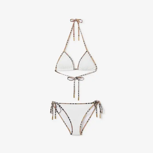 Burberry Check Trim Bikini - White