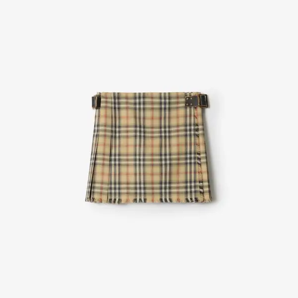 Burberry Pleated Check Wool Mini Kilt