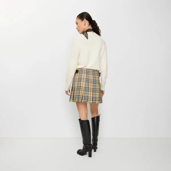 Burberry Pleated Check Wool Mini Kilt