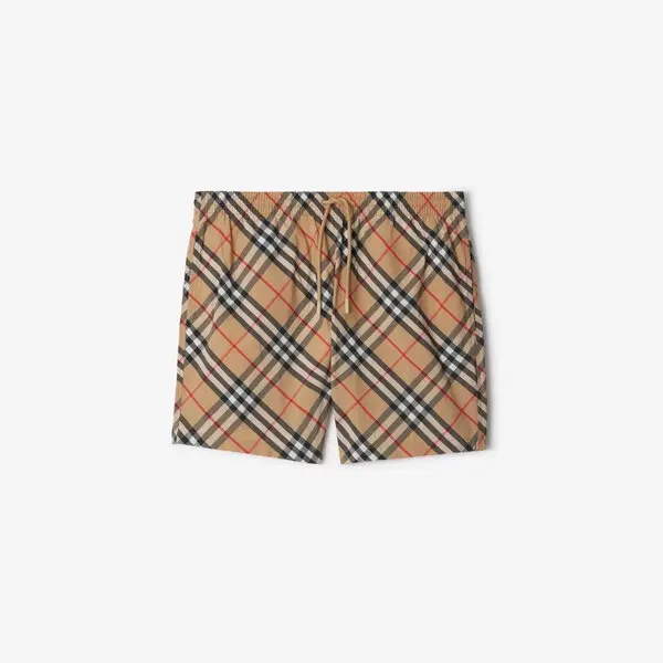 Burberry Check Swim Shorts - Sand Beige