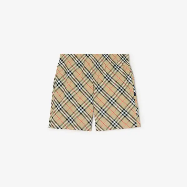 Burberry Check Swim Shorts - Sand Beige