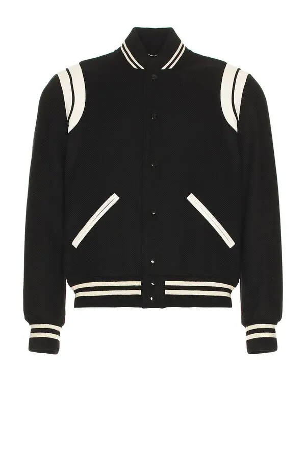 Saint Laurent Teddy Bomber Jacket - Black & White