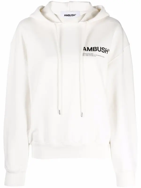 AMBUSH Logo-print Drawstring Hoodie - White