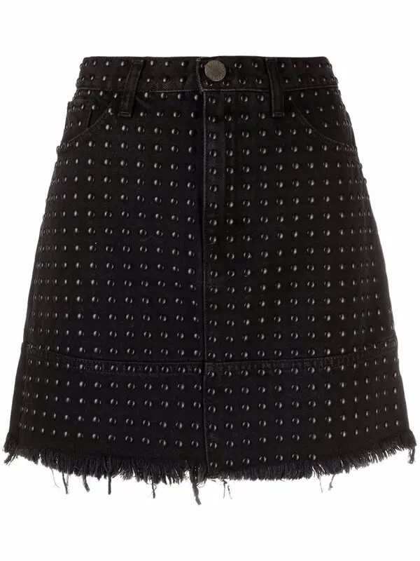Pinko Studded Denim Mini Skirt - Black