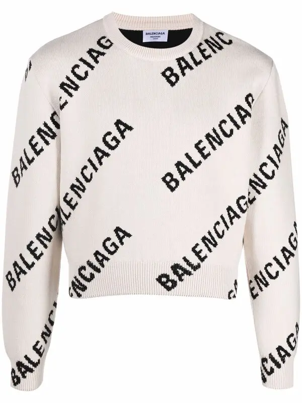 Balenciaga Logo-motif Cropped Jumper
