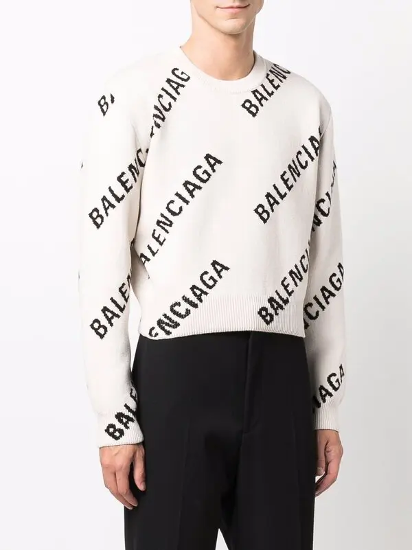 Balenciaga Logo-motif Cropped Jumper