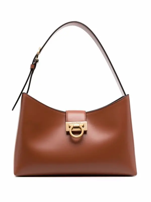 Ferragamo Trifolio Leather Shoulder Bag In Brown - 50% Off