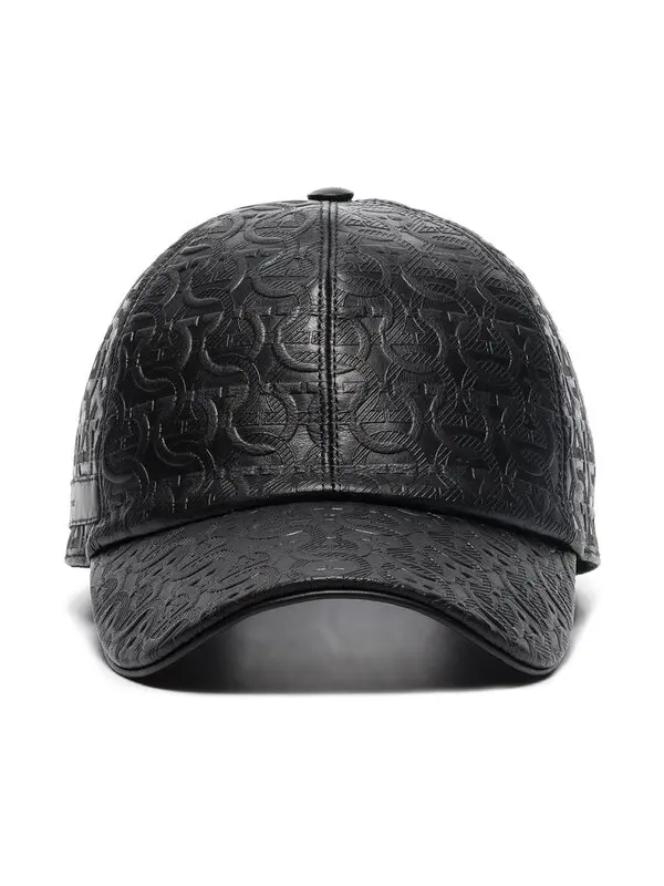 FERRAGAMO Gancini Leather Baseball Cap - Black