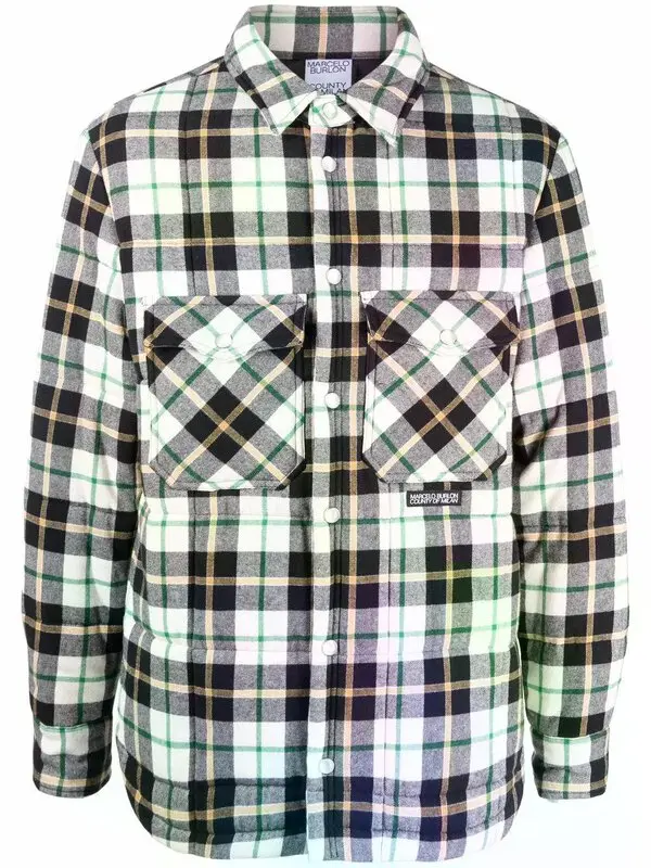 COUNTY OF MILAN Logo-patch Plaid Shirt - White