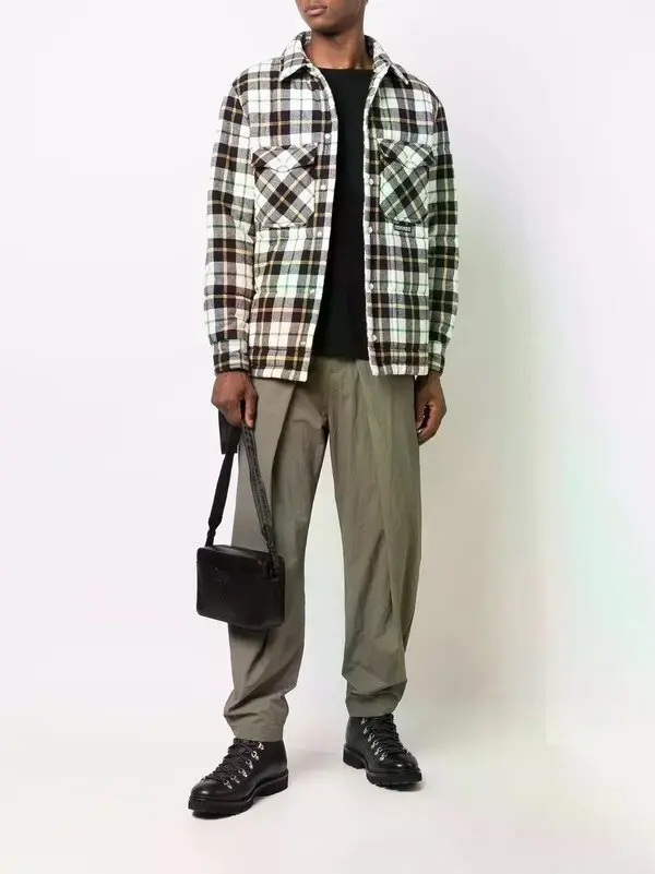 COUNTY OF MILAN Logo-patch Plaid Shirt - White