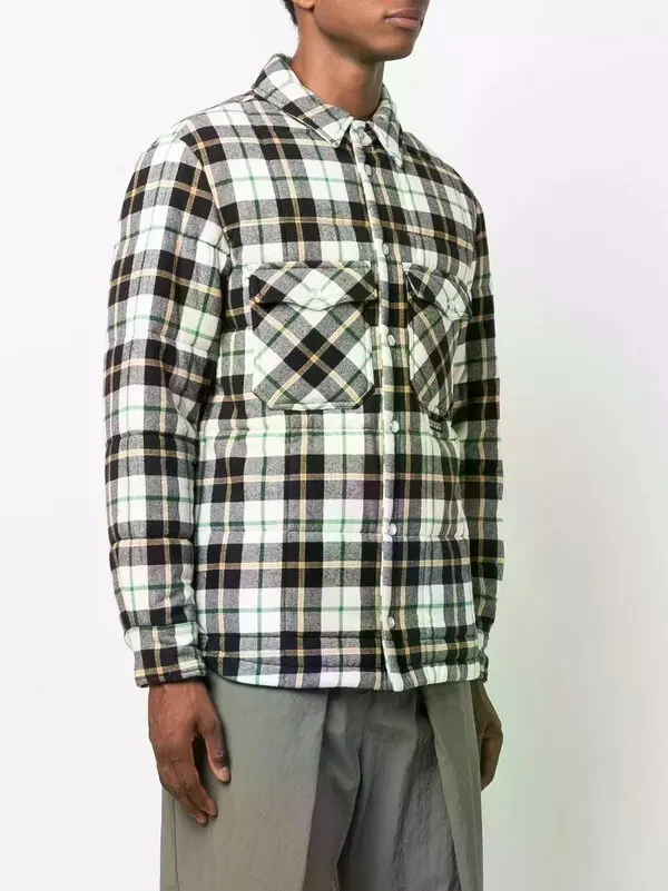 COUNTY OF MILAN Logo-patch Plaid Shirt - White