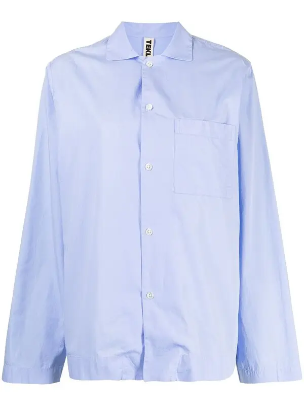 TEKLA Poplin Pajama Shirt - Blue