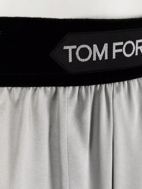 TOM FORD Logo-waistband Silk Boxers - Grey