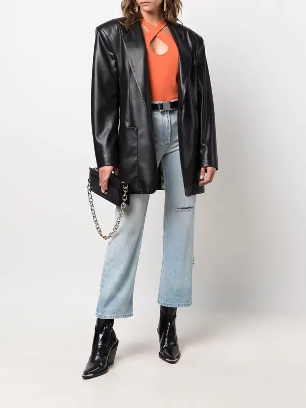 Off-White High-rise Distressed Straight-leg Jeans