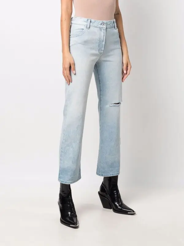 Off-White High-rise Distressed Straight-leg Jeans