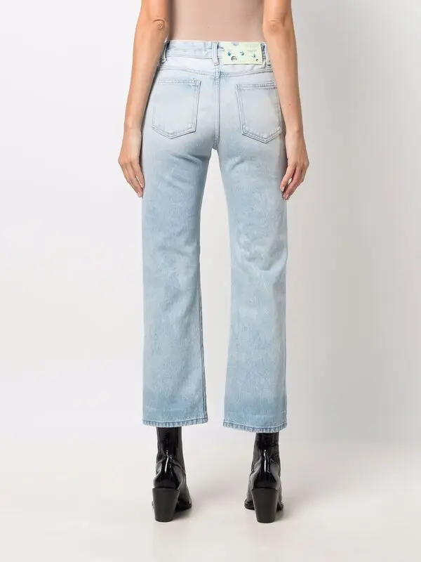 Off-White High-rise Distressed Straight-leg Jeans