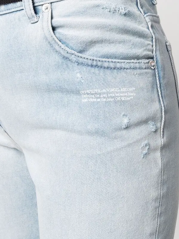 Off-White High-rise Distressed Straight-leg Jeans