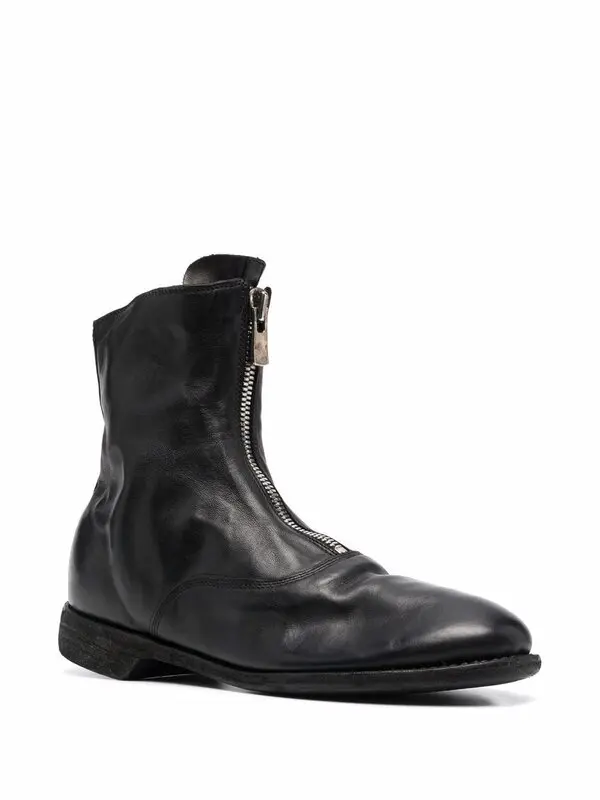 Guidi Leather Zip-up Ankle Boots - Black