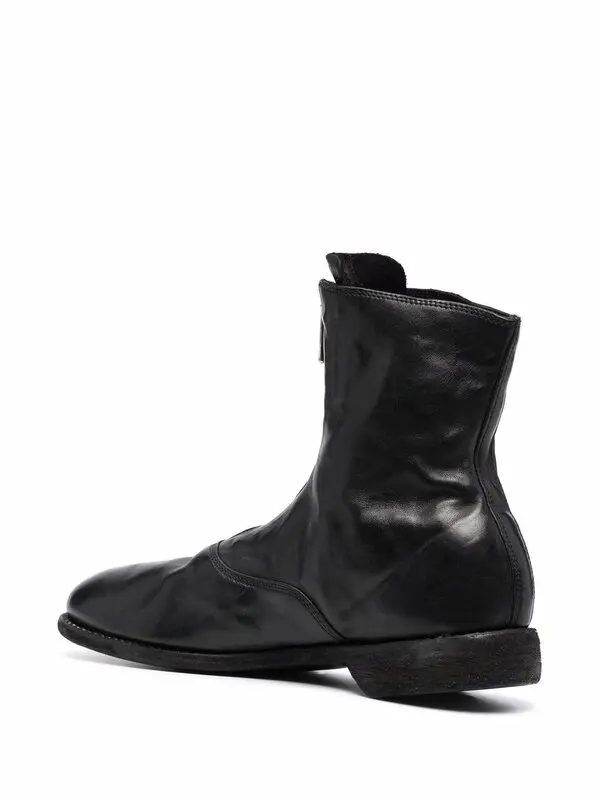Guidi Leather Zip-up Ankle Boots - Black