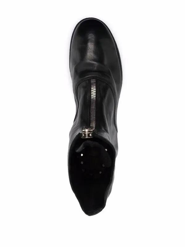 Guidi Leather Zip-up Ankle Boots - Black