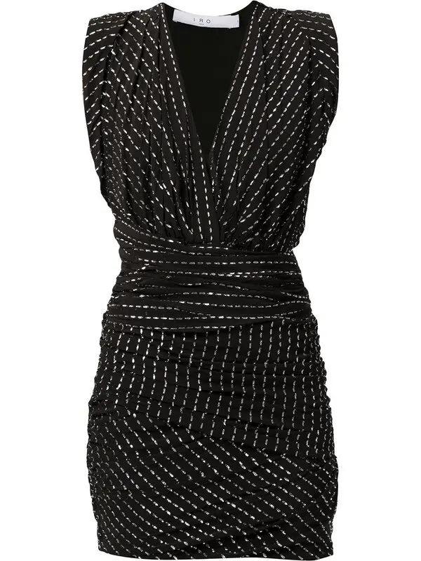IRO PARIS Metallic Ruched Mini Dress - Black
