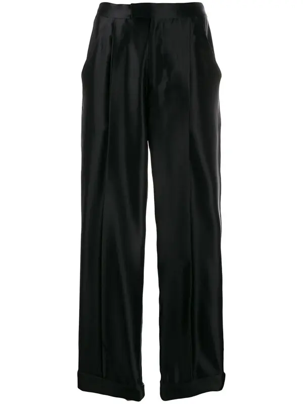TOM FORD High-waisted Silk Trousers - Black