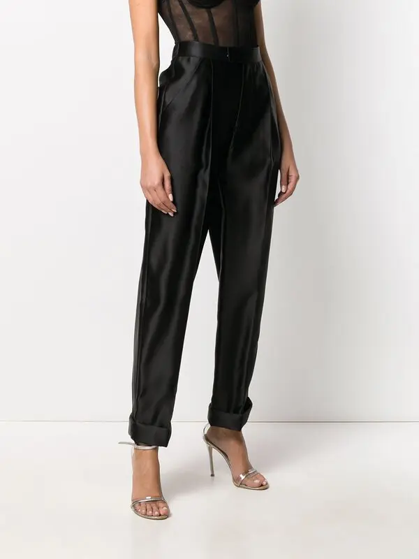 TOM FORD High-waisted Silk Trousers - Black