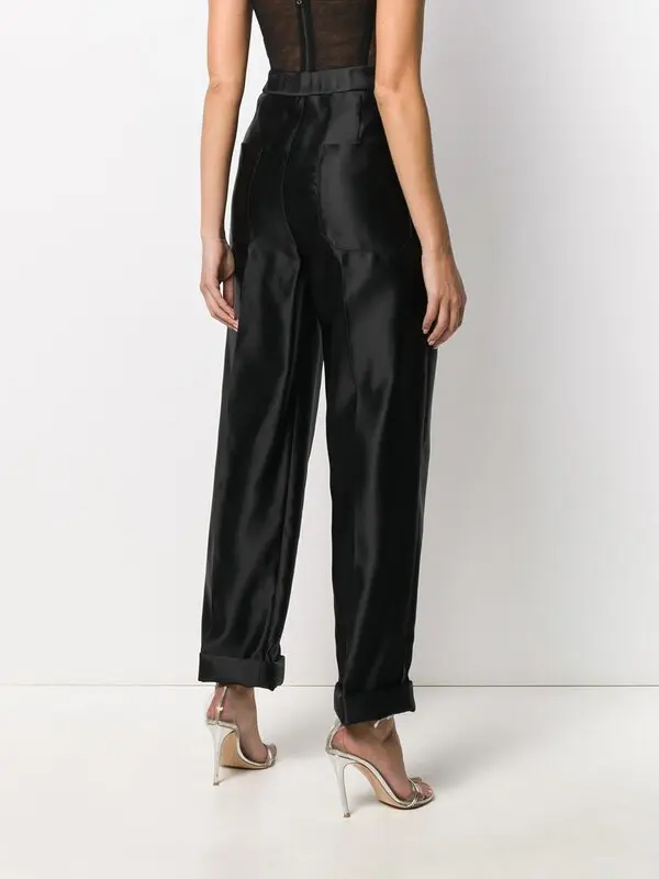 TOM FORD High-waisted Silk Trousers - Black