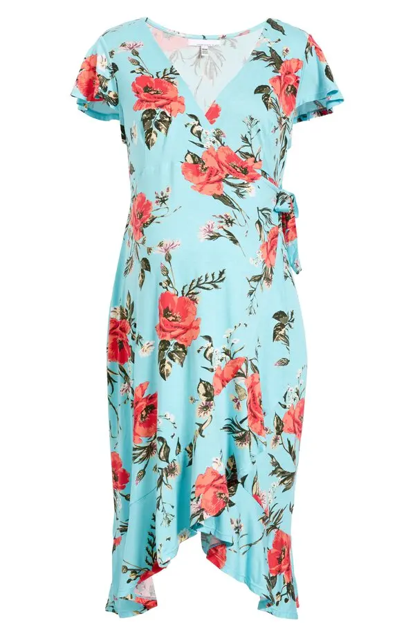 FOURTEENTH PLACE Flutter Sleeve Wrap Maternity Dress