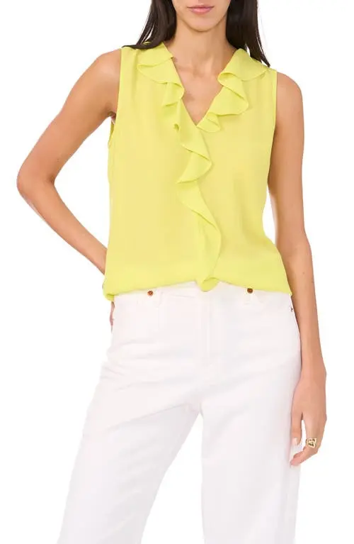 Vince Camuto Ruffle Neck Georgette Blouse - Limoncello