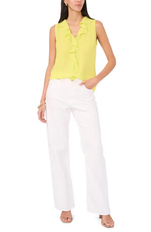 Vince Camuto Ruffle Neck Georgette Blouse - Limoncello
