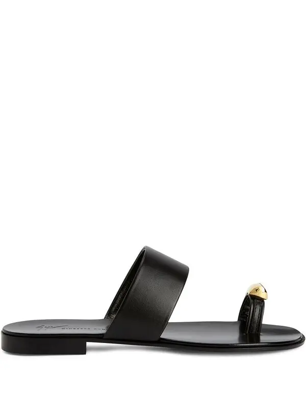 GIUSEPPE ZANOTTI Norbert Leather Toe-loop Sandals - Black