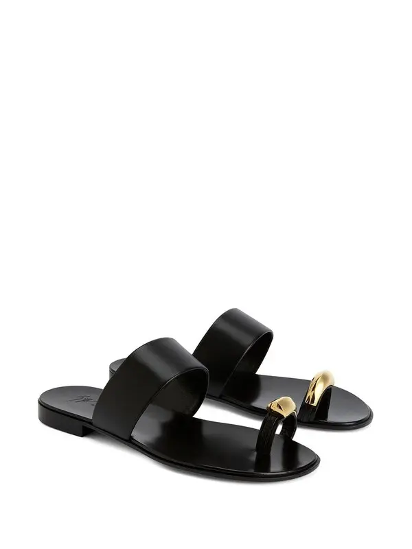 GIUSEPPE ZANOTTI Norbert Leather Toe-loop Sandals - Black