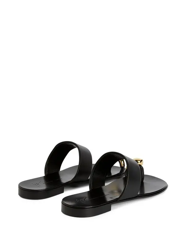 GIUSEPPE ZANOTTI Norbert Leather Toe-loop Sandals - Black