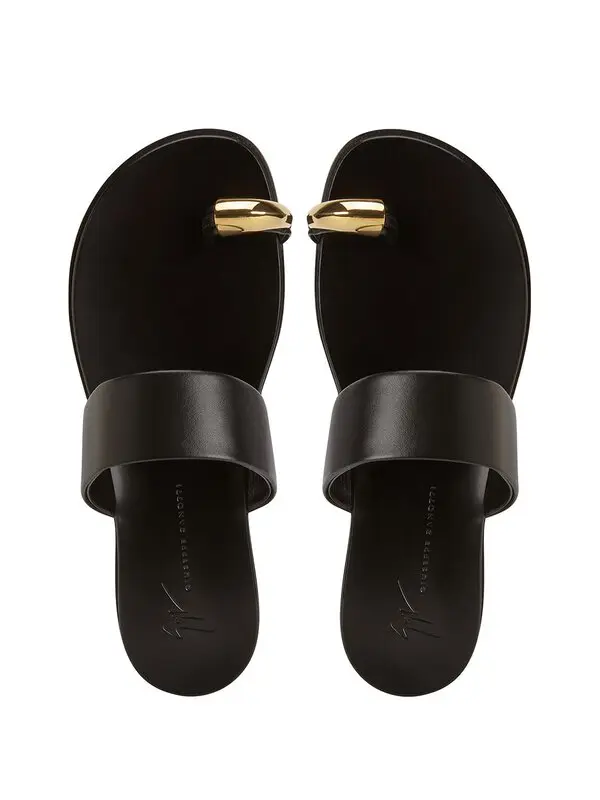 GIUSEPPE ZANOTTI Norbert Leather Toe-loop Sandals - Black