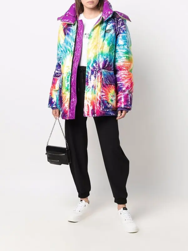 Philipp Plein Tie-dye Print Padded Coat
