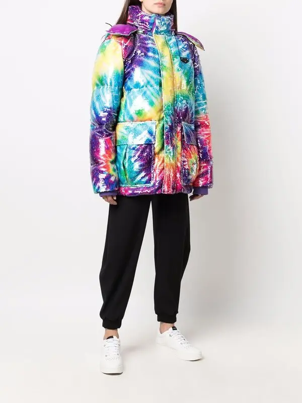 Philipp Plein Tie-dye Print Padded Coat