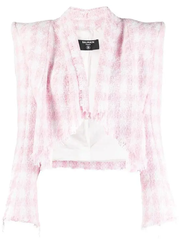 Balmain Houndstooth Tweed Jacket - White