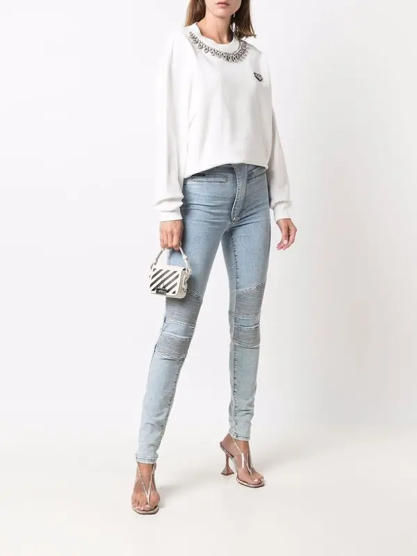 Philipp Plein High-waisted Biker Jeans