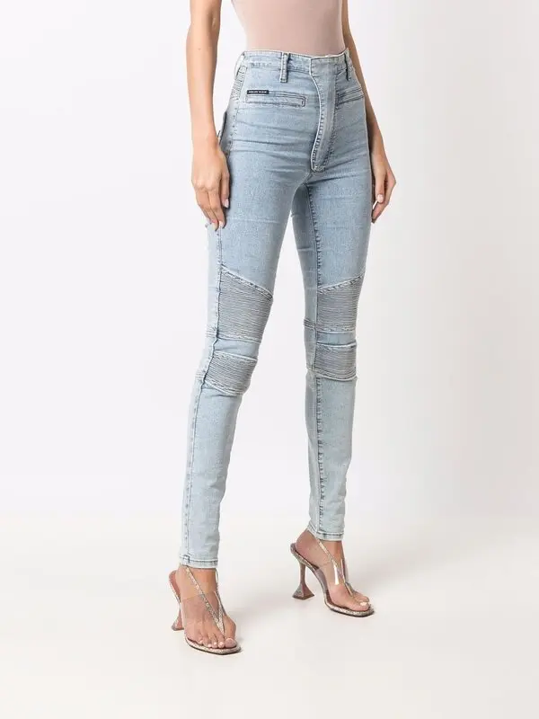 Philipp Plein High-waisted Biker Jeans