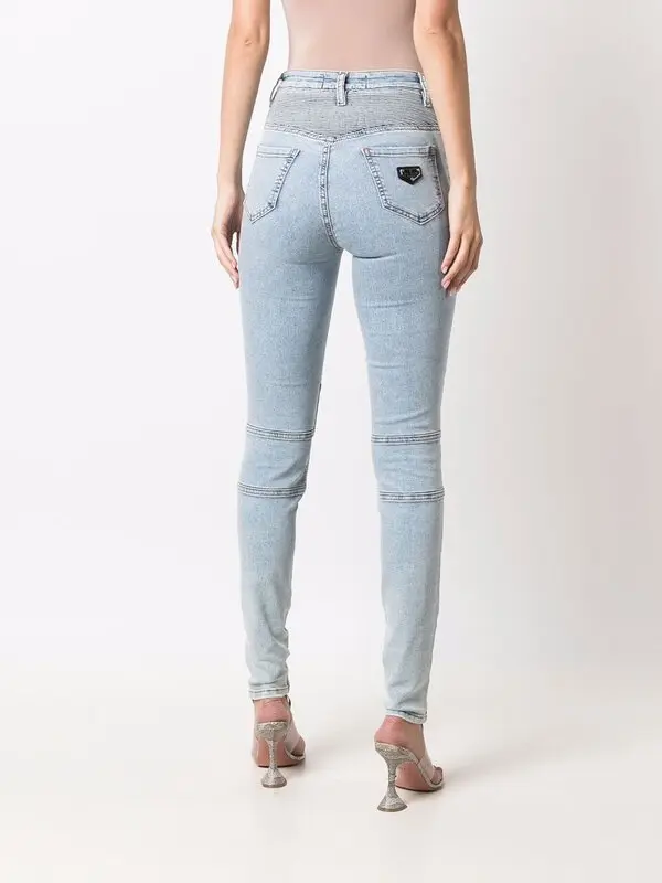 Philipp Plein High-waisted Biker Jeans