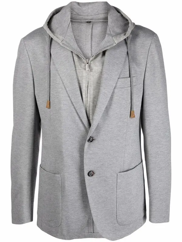 Eleventy Layered-look Hooded Blazer