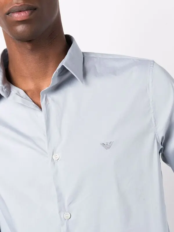 Emporio Armani Logo-embroidered Long-sleeve Shirt