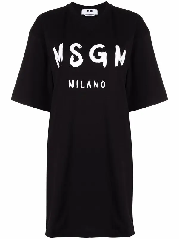 MSGM Logo-printed T-shirt Dress - Black