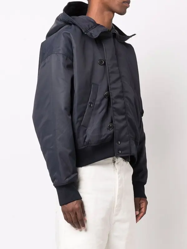 Y/Project Zip-Detail Hooded Bomber Jacket In Blue - 31% Off