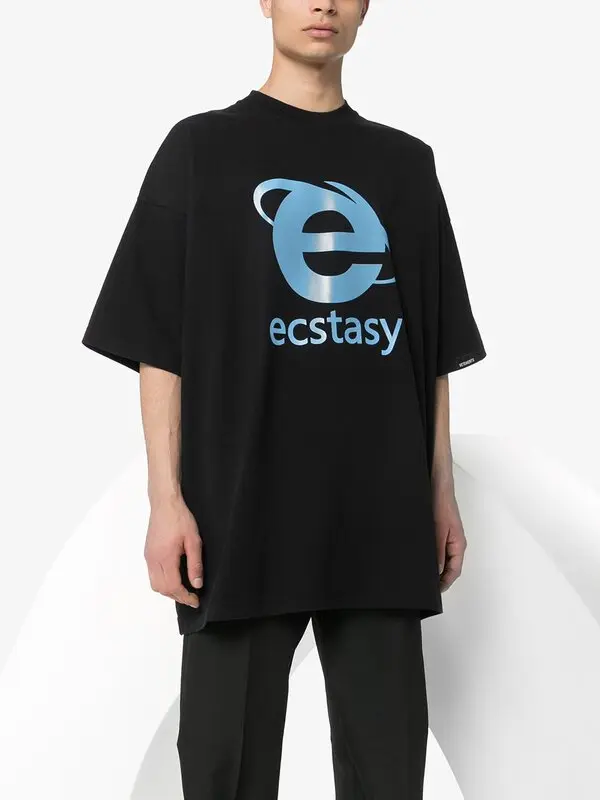 Vetements Ecstasy-Print Cotton T-Shirt - Black | Editorialist
