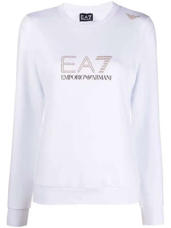 EA7 Stud-detail Long-sleeved T-shirt - White