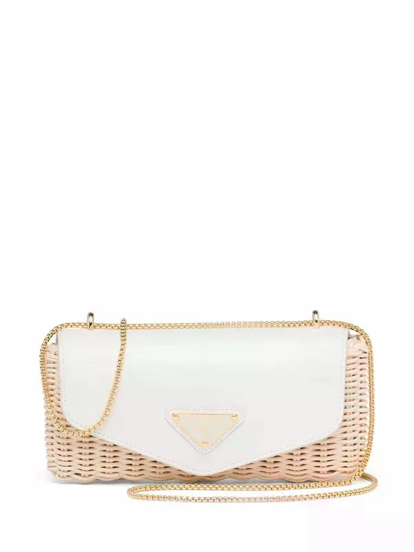 Prada Logo-plaque Interwoven Mini Bag - White